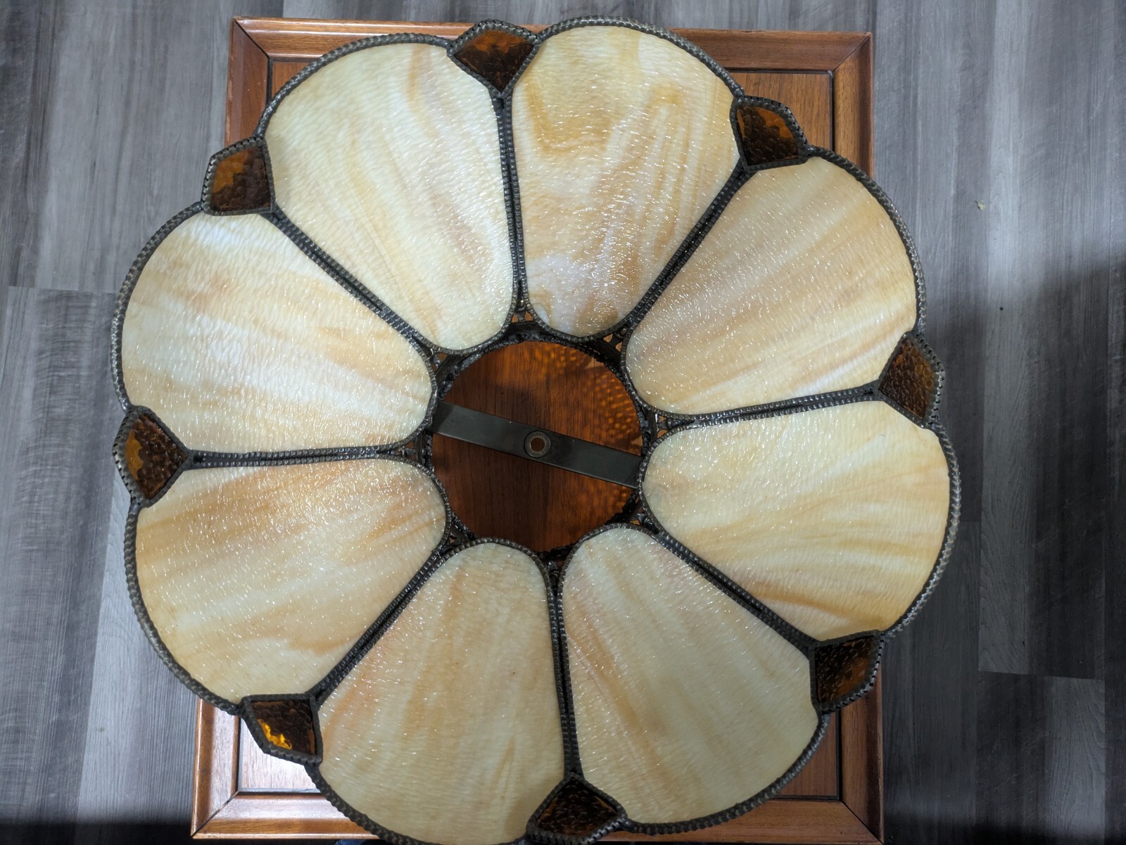 Antique Vintage Bent Slag Glass 8 Panel Lamp Shade Victorian Art Deco ...