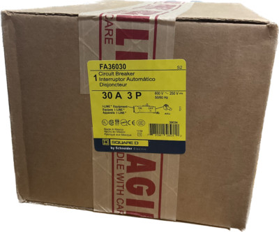 FA36030 Square D Circuit Breaker 30A 600V 3P I-Line New in box Free ...