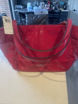 Coach Patent Leather Raspberry Handbag | eBay
