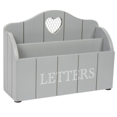 Grey Letter Rack Mail Letters Organiser Heart Detail Chic Stylish Home ...