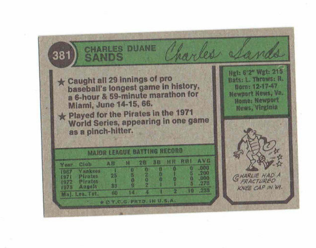 Charlie Sands California Angels C #381 TCG 1974 #Baseball Card | eBay