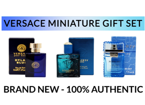 NEW Versace Men's 3pc Miniature Gift Set (Eau Fraiche, Dylan Blue, Eros ...