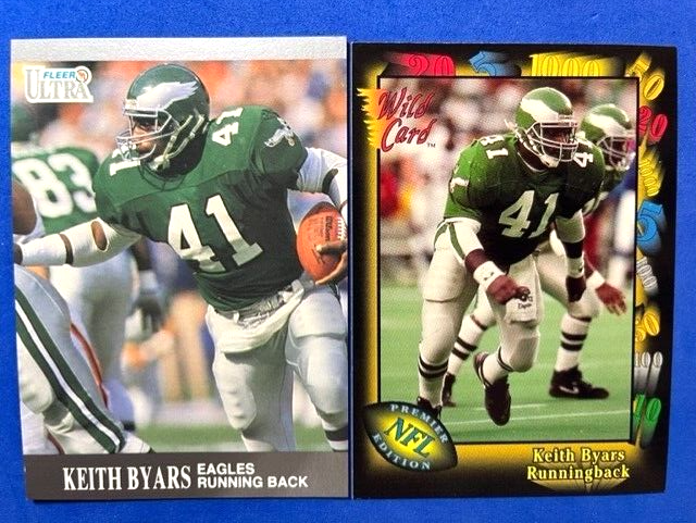 NFL - Keith Byars 1991 Fleer Ultra & 1991 Wild Card Football - Eagles ...