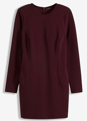 Neu kurzes Kleid Gr. 36/38 Weinrot Mini-Dress Langarm Freizeitkleid ...