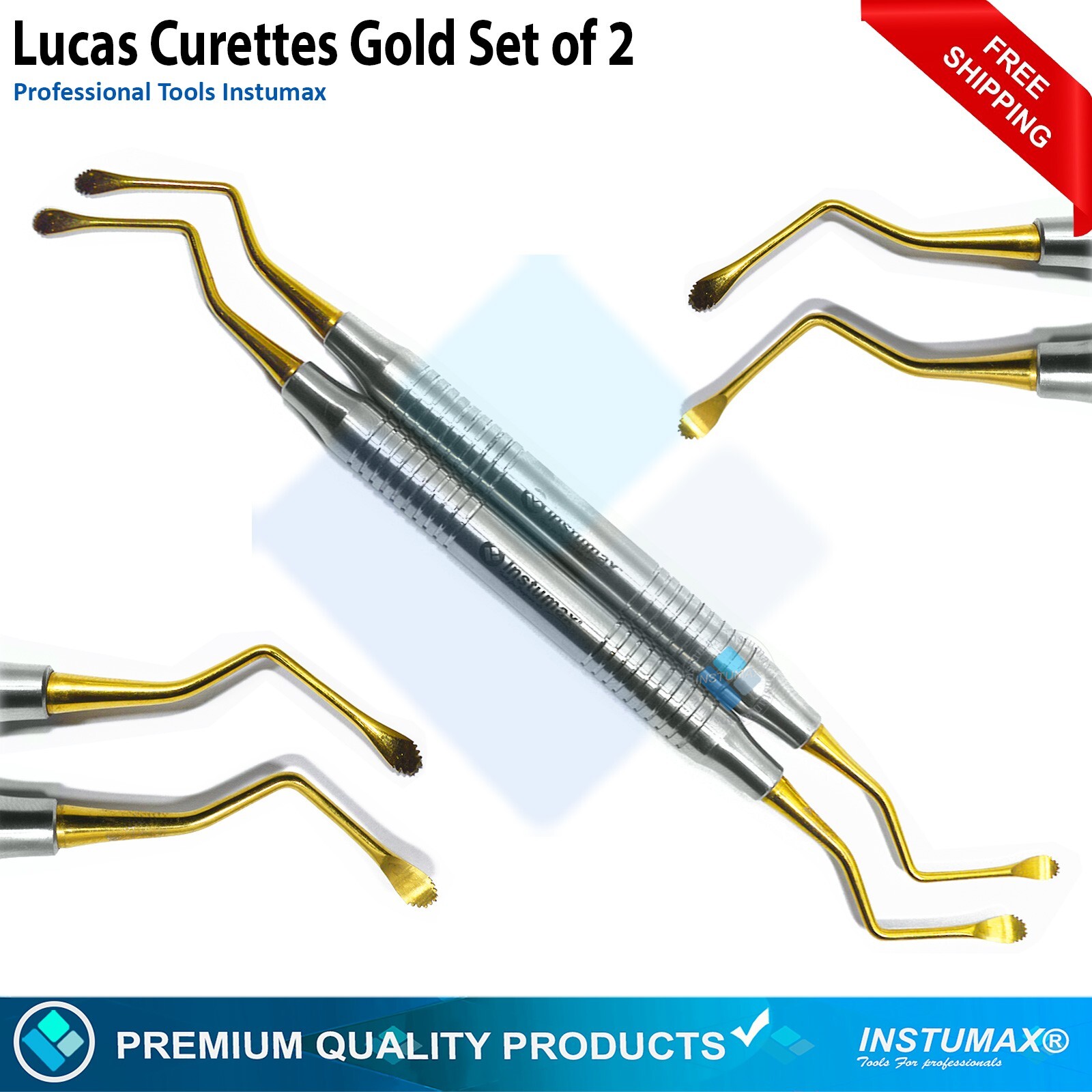Lucas Curette Gold Dental/Surgical Bone Curettes Serrated Set of 2-PCS ...