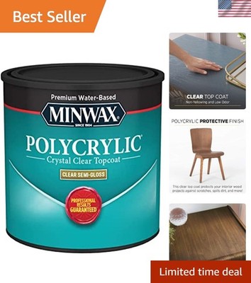 1/2 pt 24444 Clear Polycrylic Water-Based Protective Finish Semi-Gloss ...