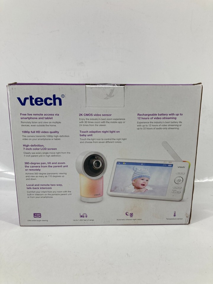 Vtech RM7766HD 7" Smart Wi-Fi Remote Access 1080p Pan & Tilt Video Baby ...