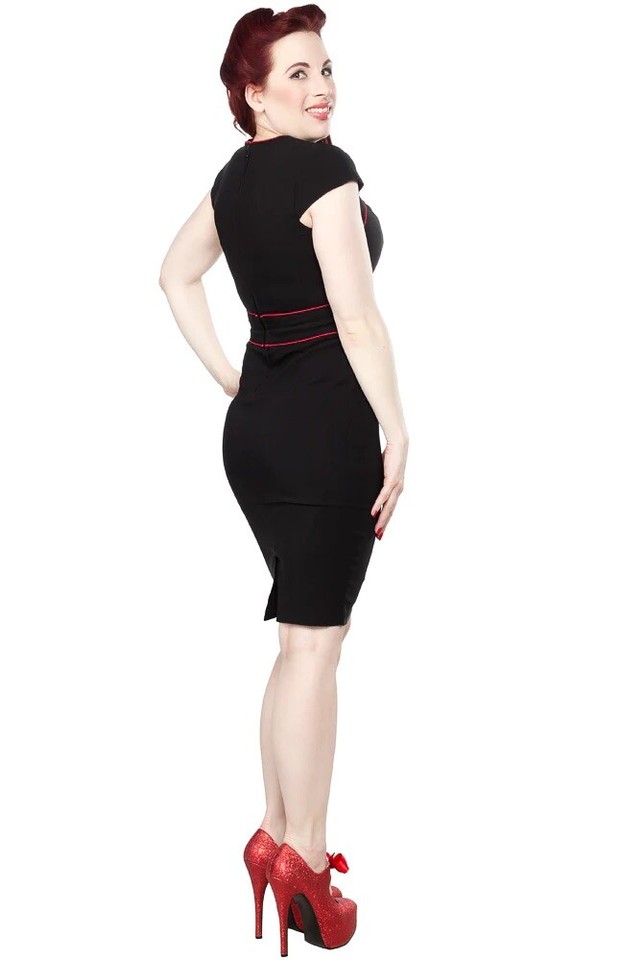 Hell Bunny Vixen Black Dress Hibiscus Sweetheart Pin Up | eBay