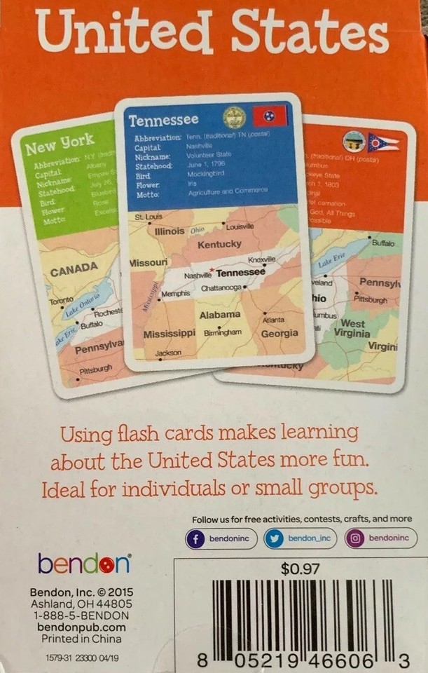 United States Flash Cards 36 Cards Made By Bendon | eBay