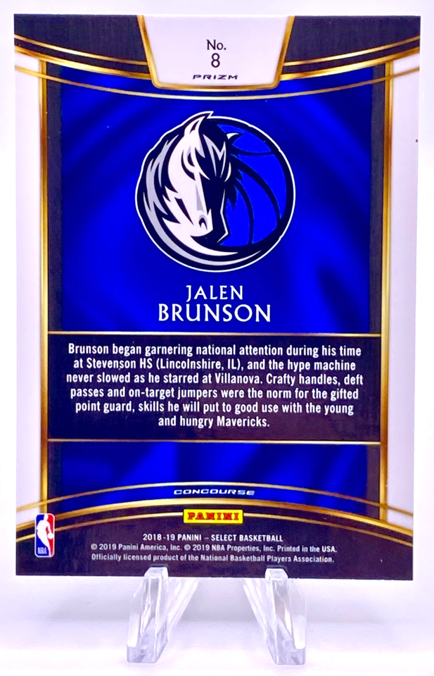Jalen Brunson 2018-19 Panini Select Tri Color Concourse ROOKIE NM RC #8 ...