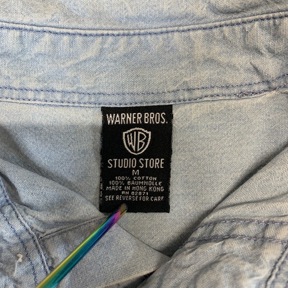 VTG 90s Warner Bros Studio Looney Tunes Button Down Chambray Top Adult ...