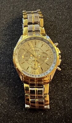 Large Men Sport Fashion Watch Teen Boy Two Tone Gold Quartz Dress Rosra ...