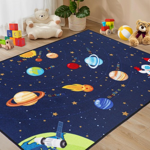 Outer Space Solar System Kids Rug Space Rug for Kids Room, Boys Room ...