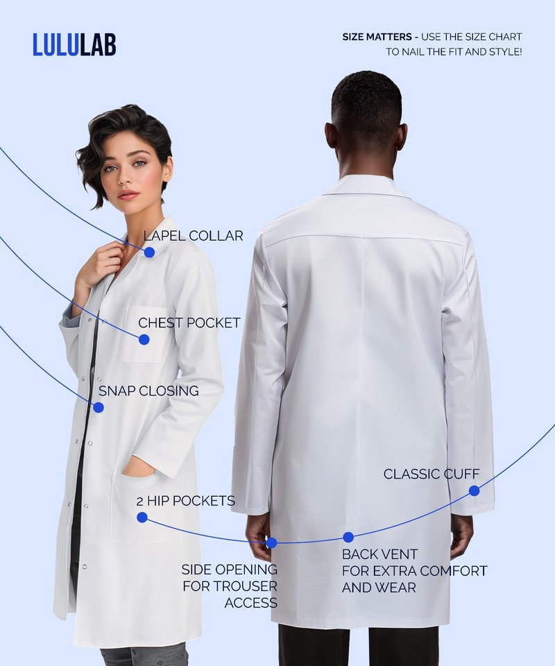 NEW White Lab Coat Sizes XS-2XL Doctor Medical Student Scientist ...