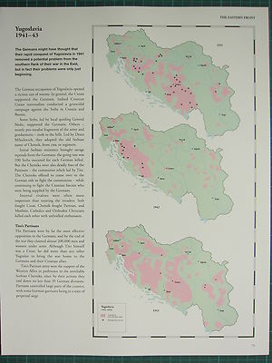 WW2 WWII MAP ~ YUGOSLAVIA 1941-43 LIBERATED ~ BESIEGED AXIS FORCES ...