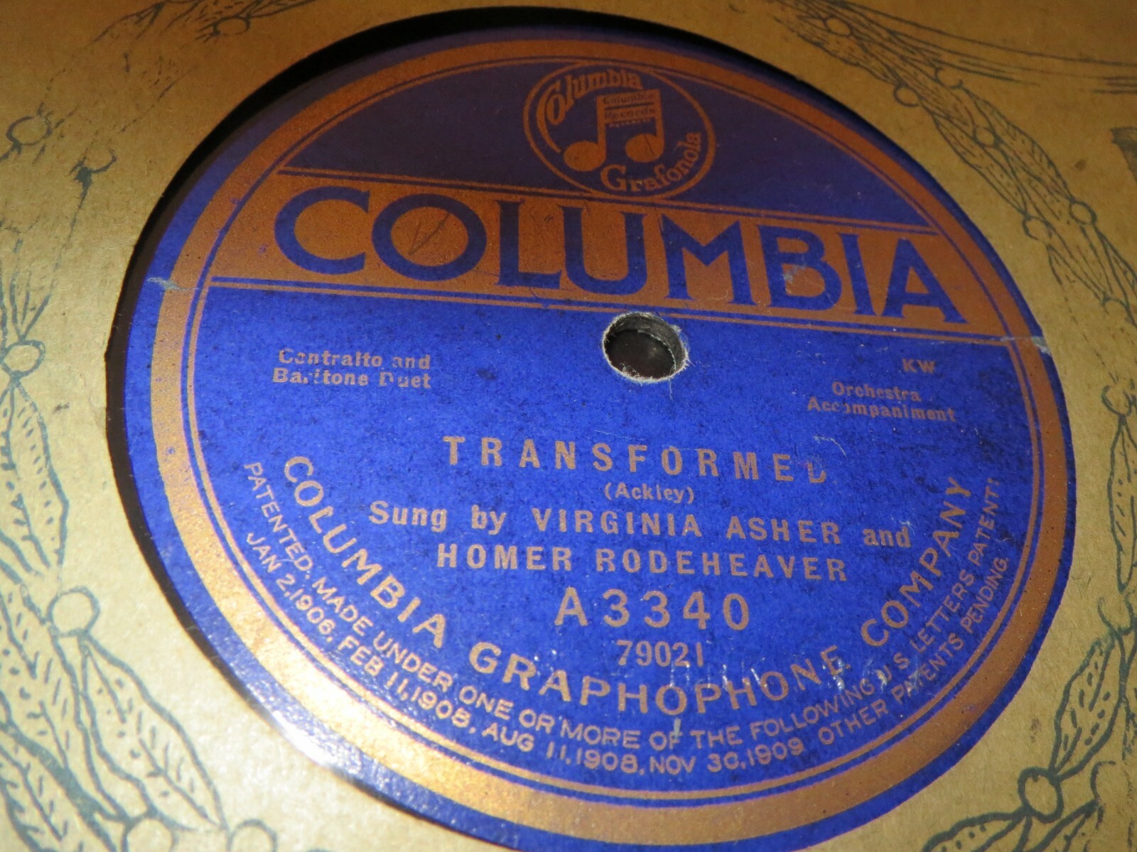 78RPM Columbia A3340 Mrs Asher + Homer Rodeheaver - Transformed ...