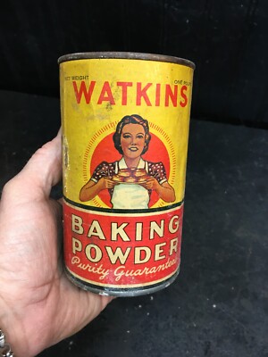 Vintage 1940's Tin Litho Watkins 1 lb. Baking Powder Tin Can kitchen ...