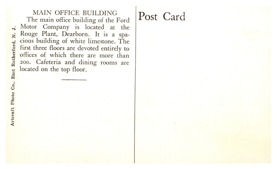 Vintage Postcard General Offices Ford Motor Company (RPPC) | eBay