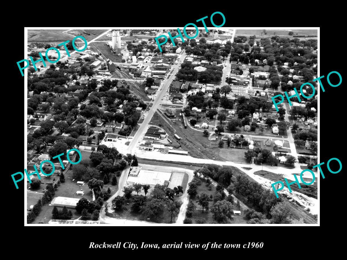 OLD 8x6 HISTORIC PHOTO ROCKWELL CITY IOWA AERIAL VIEW OF THE TOWN c1960 ...