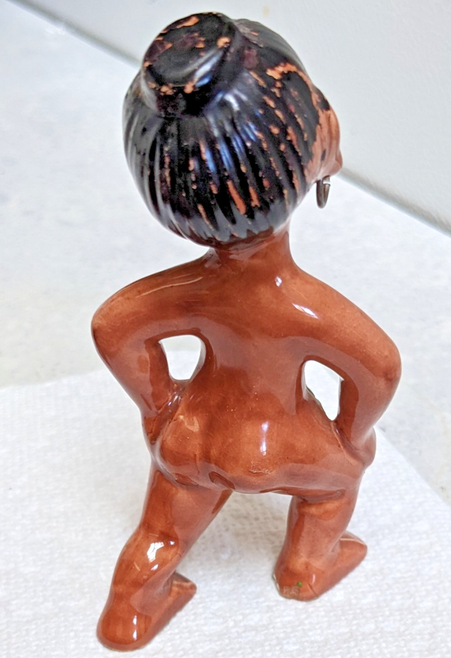 Vtg mid century Gilner Pottery Happy Cannibal Hawaiian Polynesian Girl ...