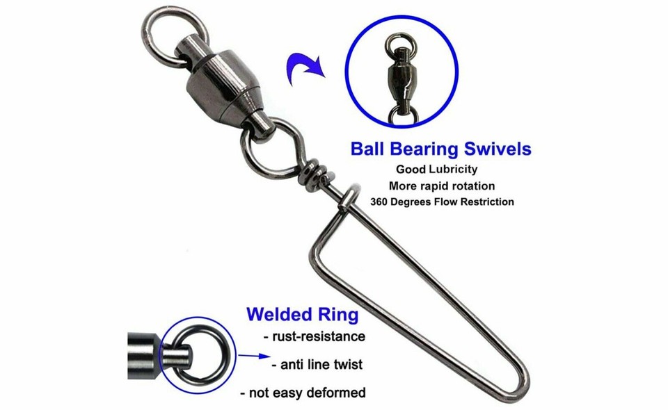 Black Nickle BB Swivel w/ Coastlock Snap: 45lb-440lb #2 #3 #4 #5 #6 ...