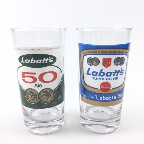 Labatts Beer Glasses 50 Ale Blue Pilsner Lager 2 Glass 12oz Vintage ...