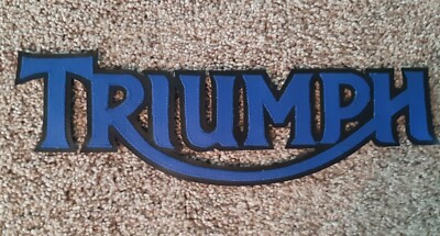 Hinckley Triumph Motorcycle 13 inch back patch. blue black. Sew on type ...