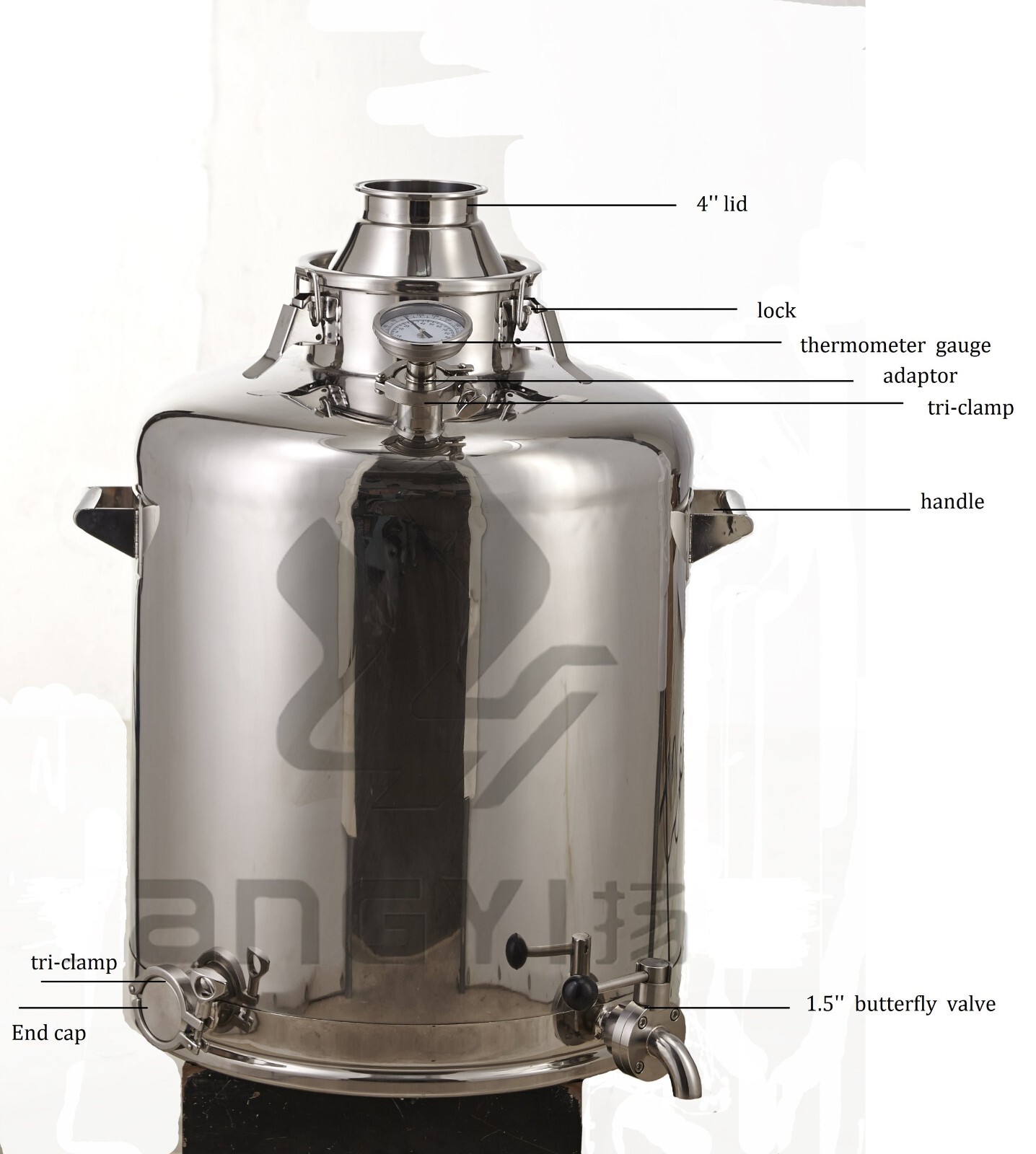 26 gallon (100L) Distilling Kettle / Boiler- Stainless Steel 304 Home ...