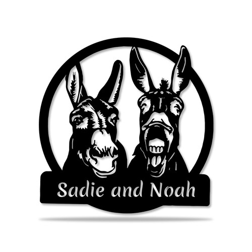 Personalized Donkey Metal Name Sign, Custom Donkey Farm Wall Art Decor ...