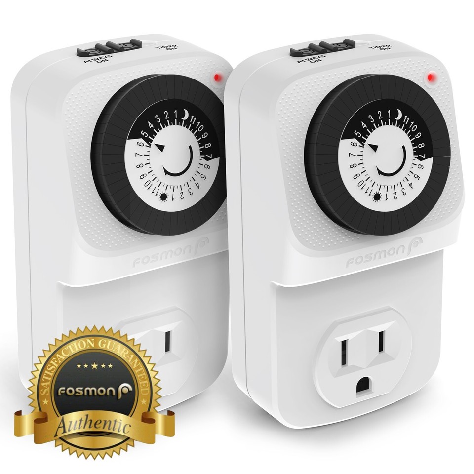 Fosmon Indoor 24Hour Mechanical Outlet Timer In Wall Switch 3 Prong ...