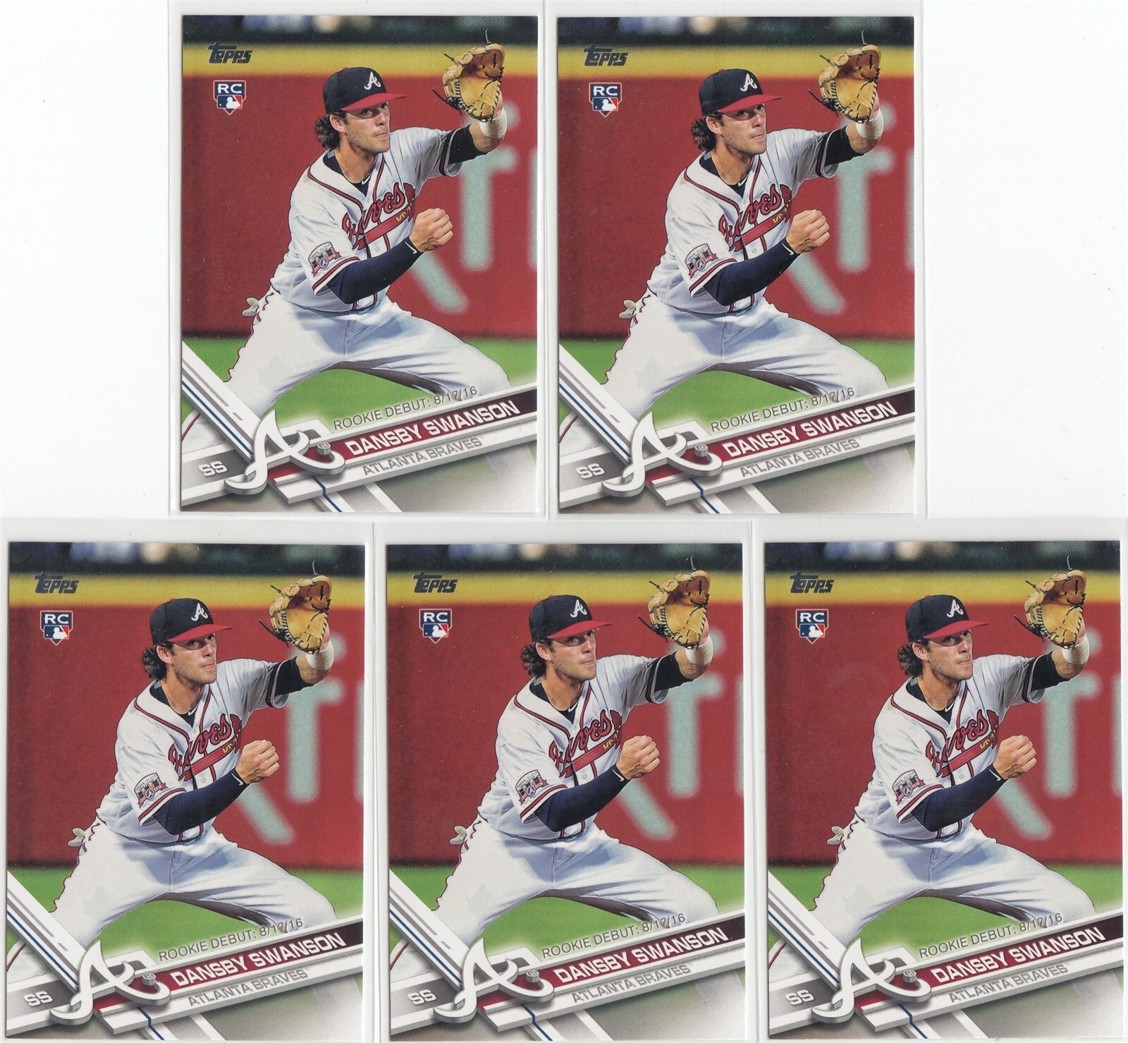 2017 TOPPS UPDATE DANSBY SWANSON ROOKIE DEBUT 5CT RC LOT US247 CUBS ...
