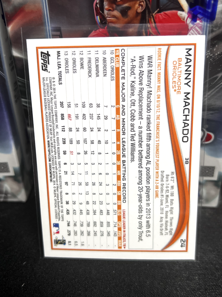 2014 Topps Manny Machado #24 Rookie Future Stars Orioles San Diego ...