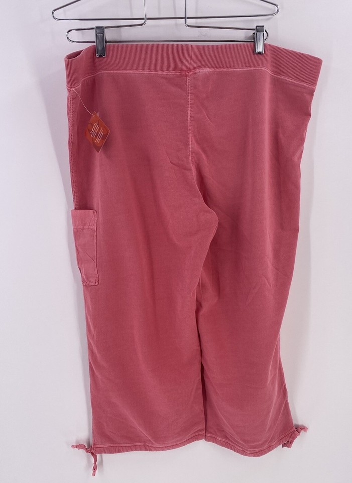 Style & Co Womens Pink Capris Large Knit Pockets Elastic Pull On Cotton ...