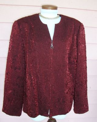 CONRAD C Jacket Blazer Sz 20 Shimmery Ruby Red Lined 2 Pockets DRESSY ...