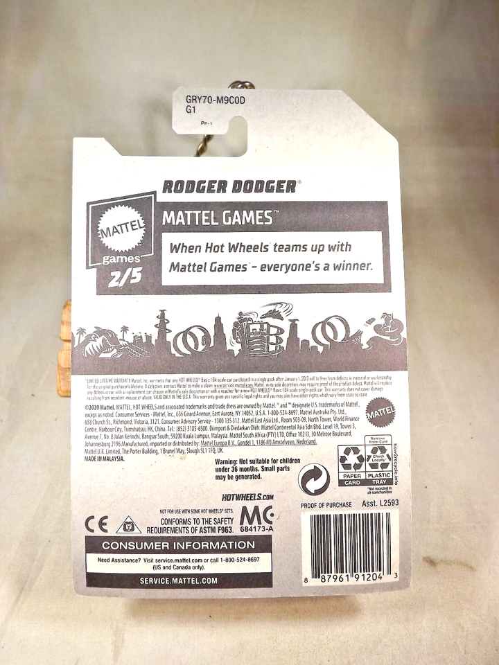 2021 Hot Wheels #73 Mattel Games-Magic Ball 2/5 RODGER DODGER Black w ...