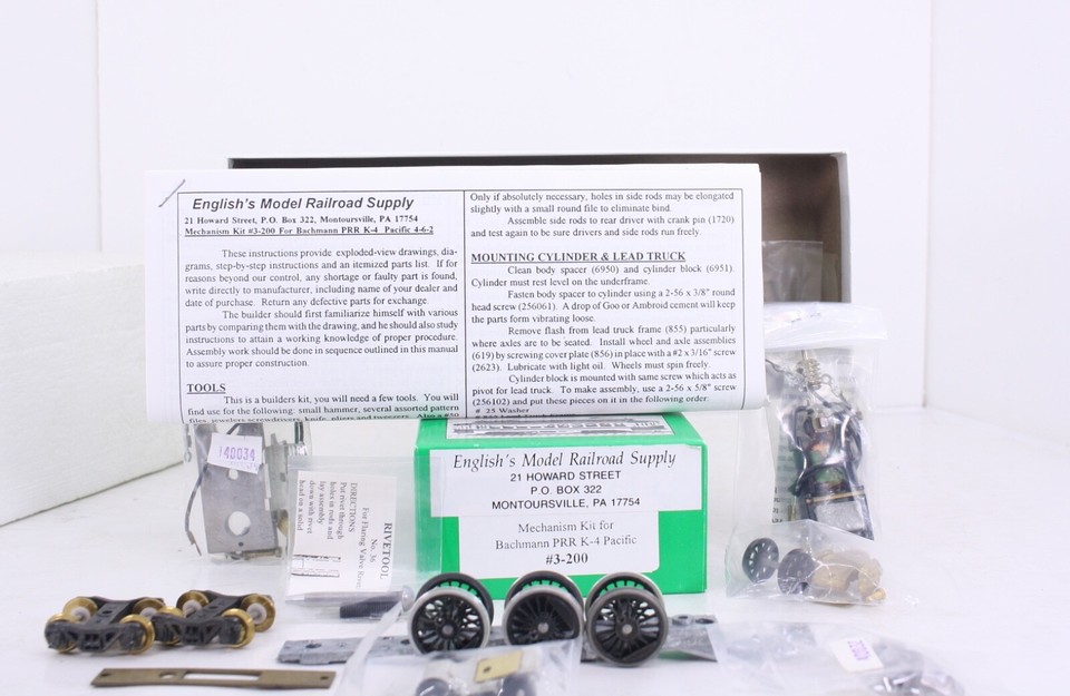 HO Scale Bowser 3-200 Mechanism Kit For Bachmann PRR 4-6-2 Pacific K4 ...