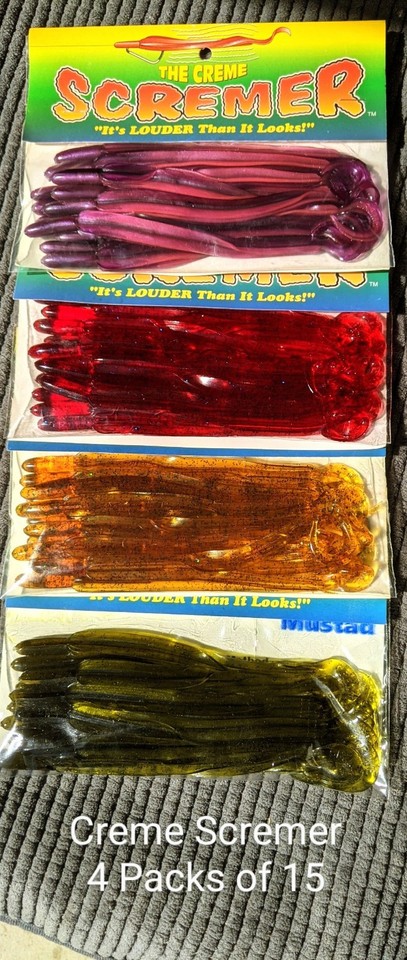 Creme "Scremer" Worm Bait Bass Jerk Assortment Jig Drop Shot Fishing ...