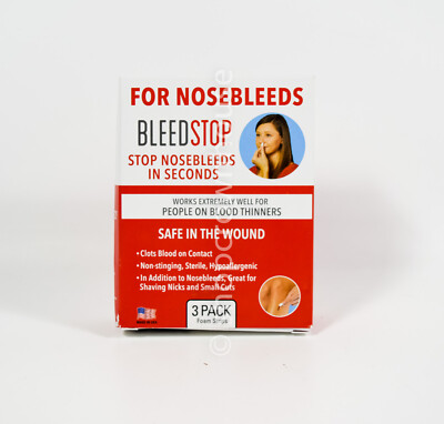 BLEEDSTOP Stop Nose Bleeds 3 pack FOAM STRIPS Clots Blood 08/2029 | eBay