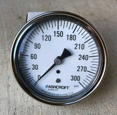 Ashcroft 0-300 psi Pressure Gauge 1/4" NPT Lower Back Connection ...