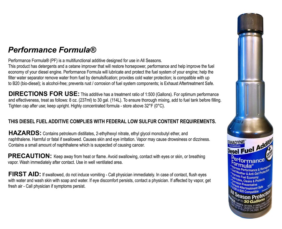 Stanadyne Performance Formula Diesel Fuel Additive - 12 Pack of 1/2 ...