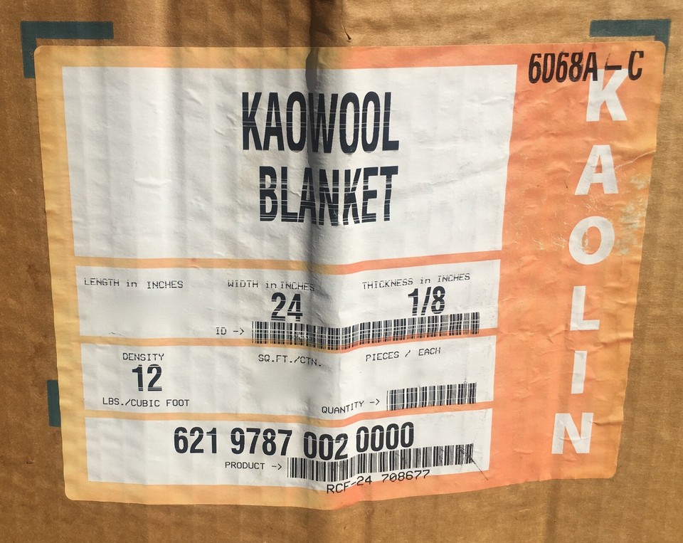 1/8" Kaowool 12" x 24" Ceramic Fiber Blanket Insulation ULTRA THIN ...