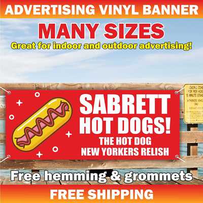 SABRETT HOT DOGS HOT DOG Advertising Banner Vinyl Mesh Sign NEW YORKERS ...