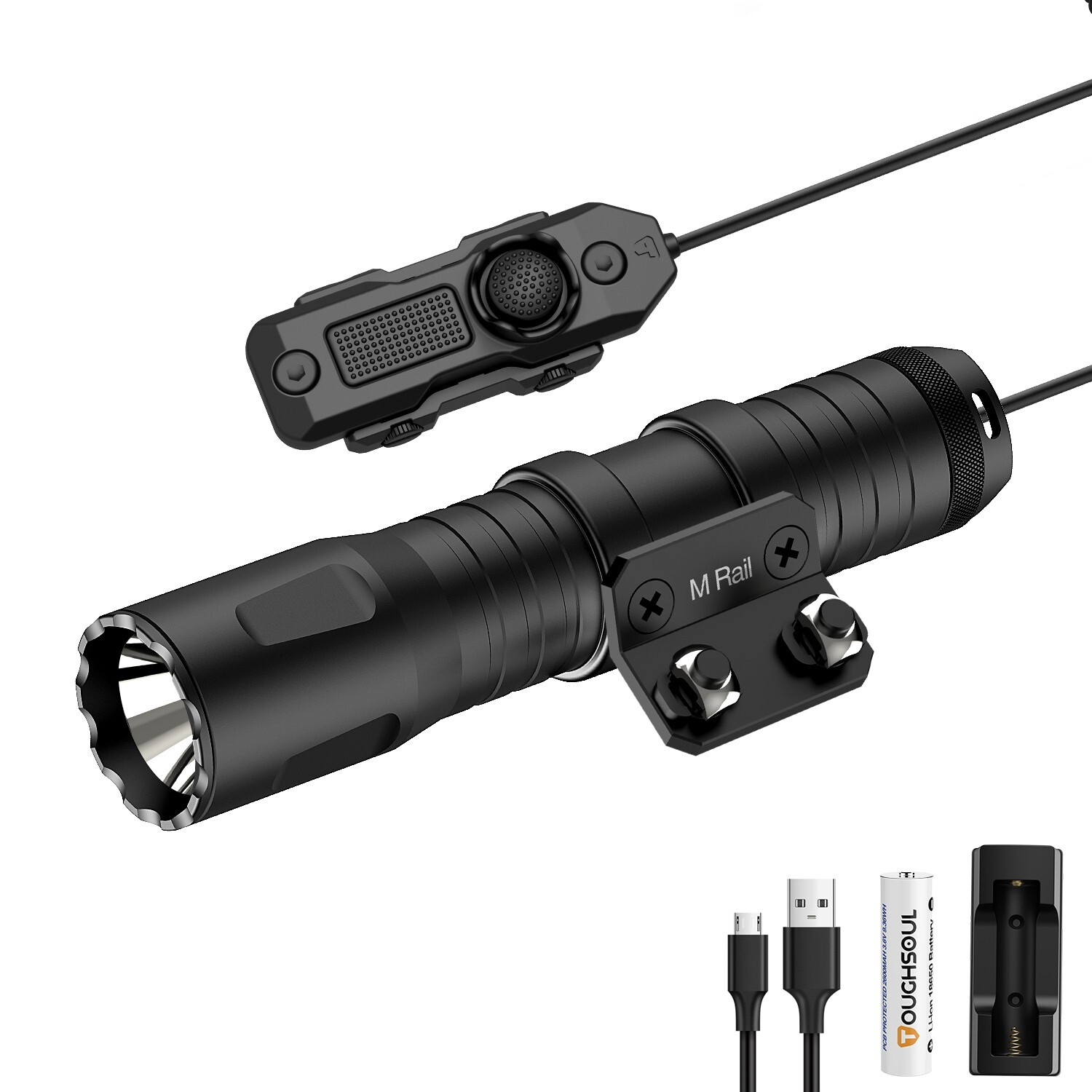 TOUGHSOUL 1250 Lumens Tactical Flashlight M-Lok Rail with Remote ...