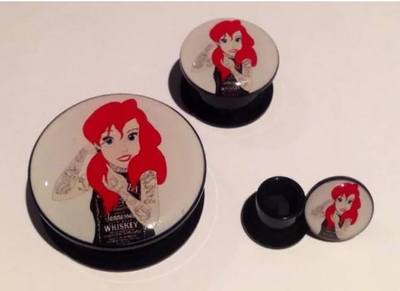 Pair Punk Little Mermaid Ariel Ear Plugs Flesh Tunnels Taper Stretcher ...