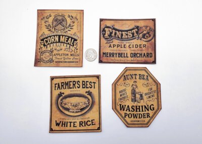 4-Primitive-Farmhouse-Country-Rustic-Grubby-Pantry-Vintage-Farm-Labels ...