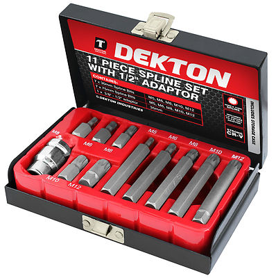 11pc Spline Bit Set 1/2" Socket M5 M6 M8 M10 M12 & HANDY METAL CASE ...