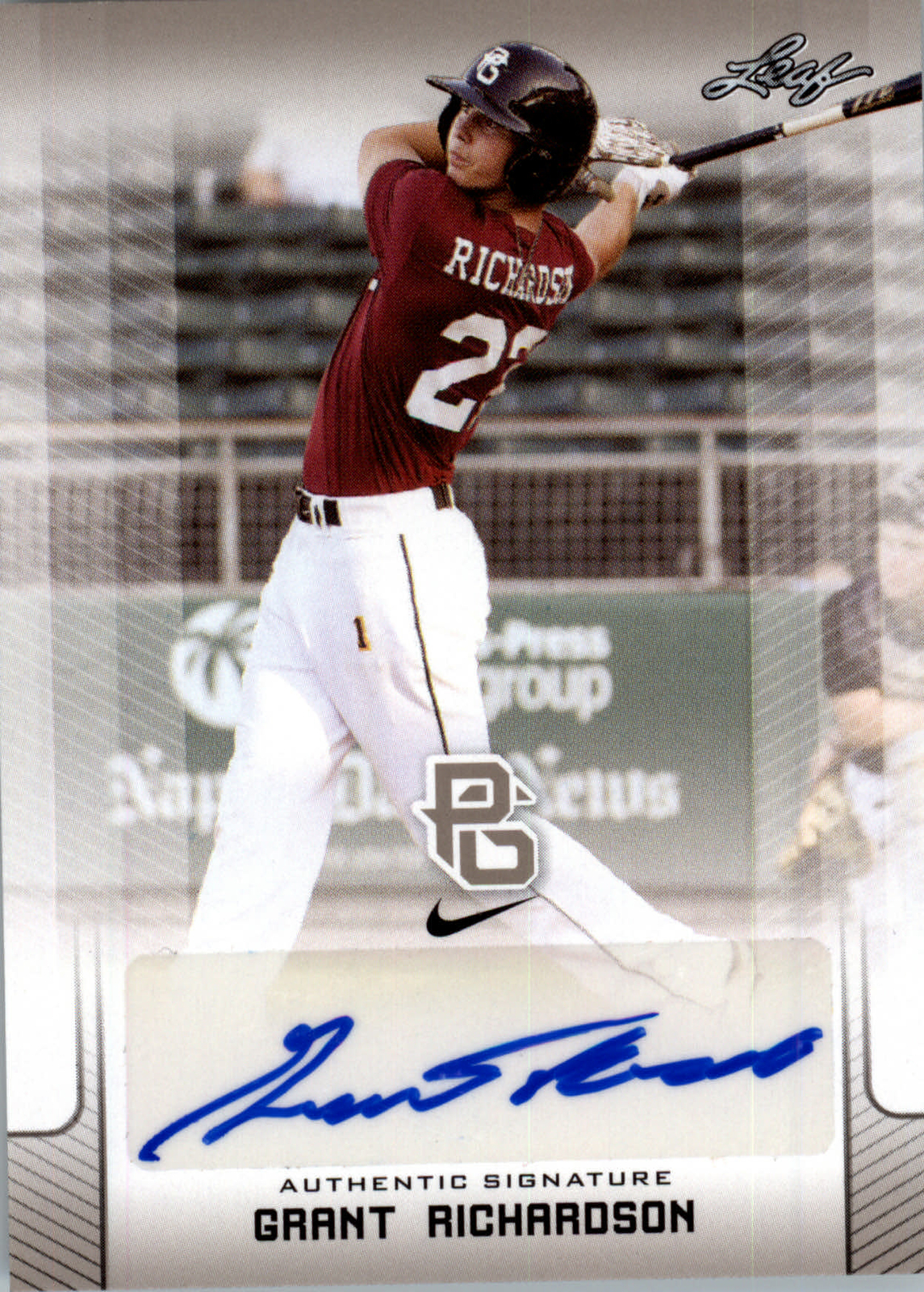 Grant Richardson 2017 Leaf Perfect Game Autograph NIKE All-American ...