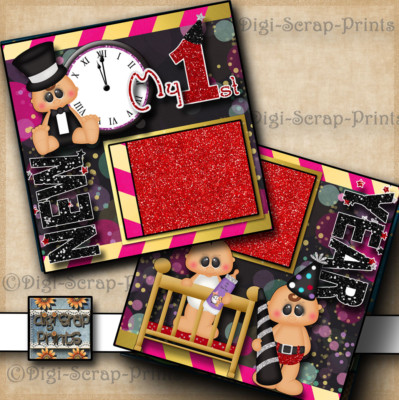 MY 1ST NEW YEAR 2 premade scrapbook pages paper piecing BABY DIGISCRAP ...