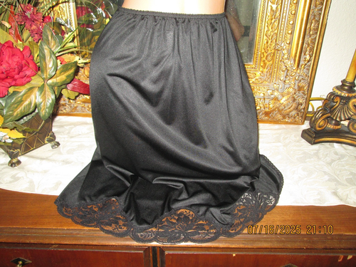 Vintage black nylon Half Slip petticoat lingerie lacy 22-34" waist | eBay