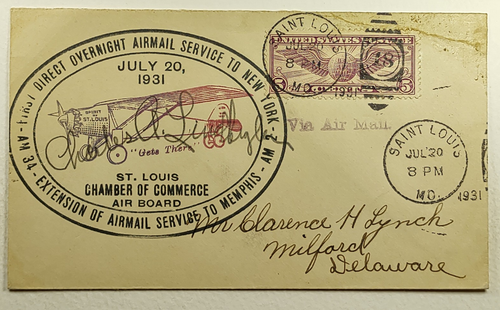 1931 Lindbergh (?) First Direct Overnight Airmail Service Cover to New ...
